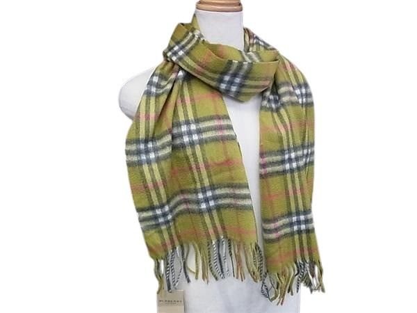 BURBERRY バーバリー マフラー ノバチェック ライトグリーン マルチカラー カシミヤ100％ ユニセックス 新品未使用展示品【本物保証】