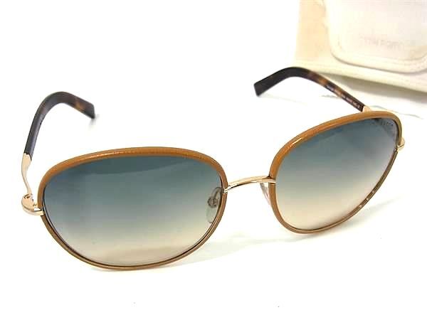 TOM FORD トムフォード サングラス ia TF498 ブラウン ゴールド ブルーグラデーション プラスチック メタル ユニセックス べっ甲調 美品【本物保証】