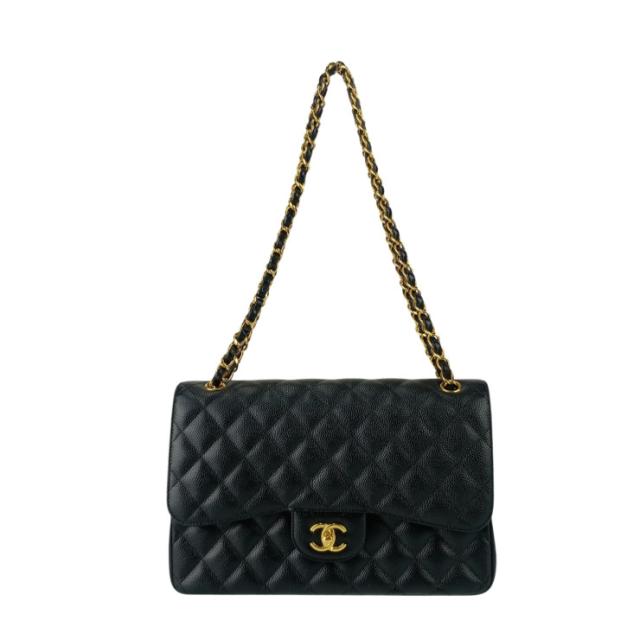 CHANEL シャネル ショルダーバッグ クラシック ラージ ハンドバッグ デカマトラッセ 30 A58600 ブラック キャビアスキン レディース 二重蓋 ゴールド金具 超美品【本物保証】
