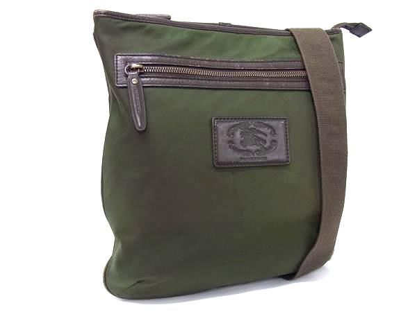 BURBERRY バーバリー ショルダーバッグ - グリーン系×ブラウン系 ナイロン×レザー ユニセックス【本物保証】