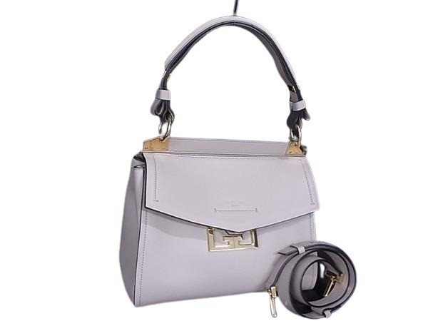 GIVENCHY ジバンシィ ショルダーバッグ ミスティック グレージュ レザー レディース 2WAY ゴールド金具 美品【本物保証】