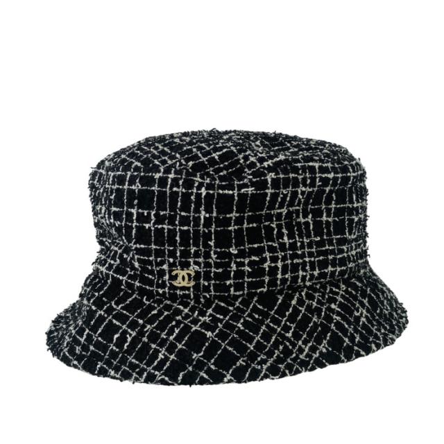 CHANEL シャネル 帽子 バケットハット AA9467B14134 ブラック コットン ポリアミド レディース ココマーク ツイード 美品【本物保証】