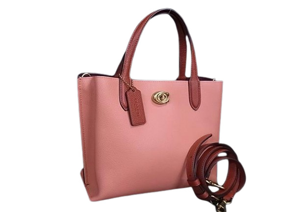 COACH コーチ ハンドバッグ ウィロウ トート 24 カラーブロック C8561 ピンク系 レザー レディース 2WAY ショルダーバッグ ゴールド金具 美品【本物保証】