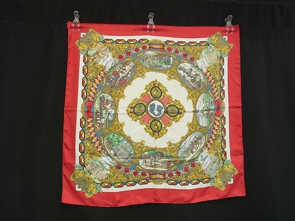 HERMES エルメス スカーフ カレ90 マルチカラー シルク100% レディース L'Entente Cordiale 仏英同盟 美品【本物保証】