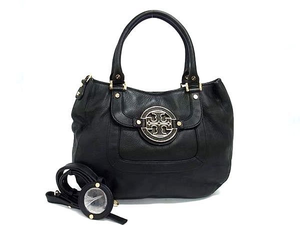 TORY BURCH トリーバーチ ハンドバッグ アマンダ - ブラック レザー レディース 2WAY ショルダーバッグ 美品【本物保証】