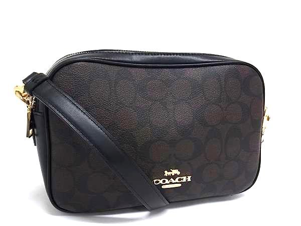 COACH コーチ ショルダーバッグ ジェス クロスボディ F68168 ブラウン系×ブラック系 PVC×レザー レディース ゴールド金具 超美品【本物保証】