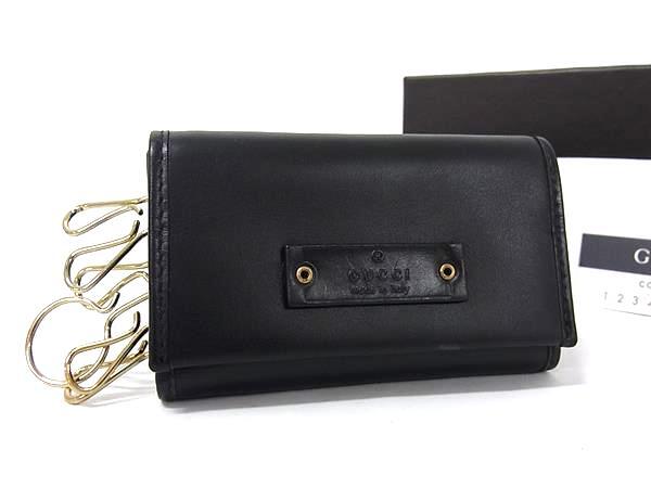 GUCCI グッチ キーケース 90694 ブラック レザー ユニセックス 6連 ゴールド金具 美品【本物保証】