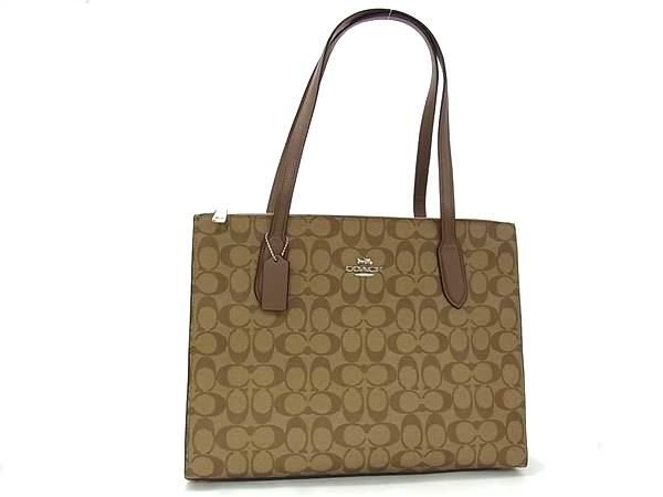 COACH コーチ ショルダーバッグ シグネチャー ニーナ キャリーオール トートバッグ CL399 ブラウン PVC レザー レディース 新古未使用展示品【本物保証】