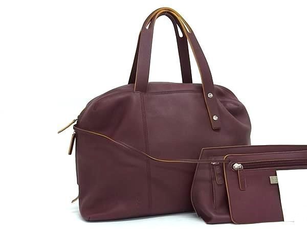 美品 LOEWE ロエベ ハンドバッグ エルカノ - ボルドー系 レザー レディース【本物保証】