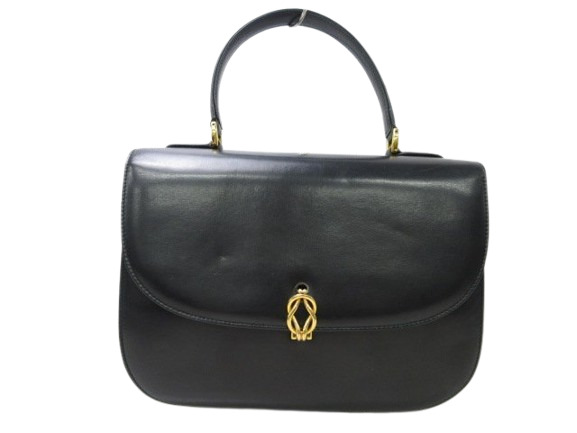 GUCCI グッチ ハンドバッグ オールドグッチ トップハンドル 000 109 0168 ブラック カーフレザー レディース ヴィンテージ ゴールド金具【本物保証】