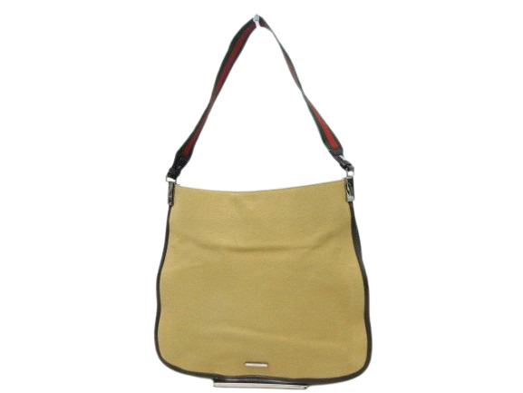 GUCCI グッチ ショルダーバッグ バッグ シェリーライン 001・4321 ベージュ系 キャンバス×レザー レディース シルバー金具【本物保証】