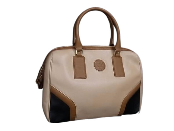 HUNTING WORLD ハンティングワールド ハンドバッグ - ベージュ ブラウン レザー レディース 美品【本物保証】