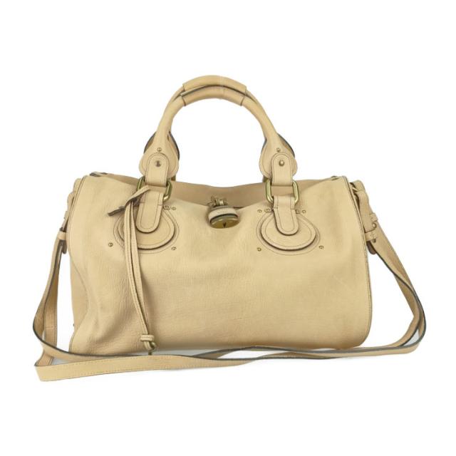 美品 Chloe クロエ ボストンバッグ オーロラ ボストンバッグ - ベージュ系 ゴールド金具 レザー レディース 2WAY ハンドバッグ ショルダーバッグ【本物保証】