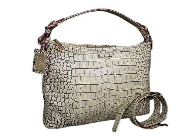 COCOCELUX GOLD ココセリュックスゴールド ハンドバッグ - - アイボリー クロコダイル型押しレザー レディース 2WAY ゴールド金具 美品【本物保証】