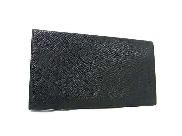 BVLGARI ブルガリ 財布 クラシコ 20308 ブラック レザー メンズ 二つ折り 長財布 美品【本物保証】