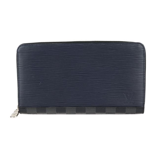 美品 ルイ ヴィトン ジッピー オーガナイザー 長財布 M68227 エピ ダミエグラフィット ネイビー×黒×グレー【本物保証】