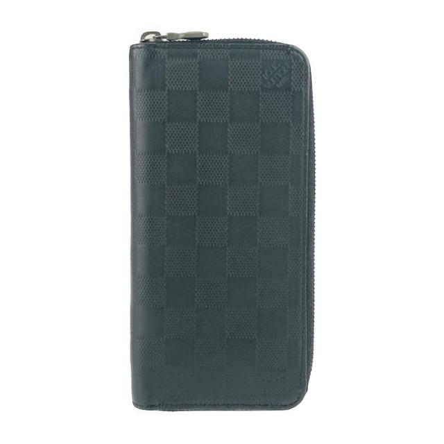 LOUIS VUITTON ルイ ヴィトン 長財布 ダミエ・アンフィニ ジッピーウォレット・ヴェルティカル N63548 オニキス シルバー金具 レザー メンズ ラウンドファスナー【本物保証】