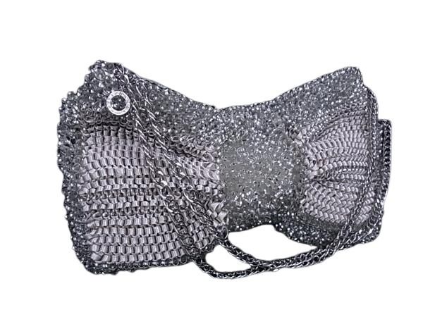 ANTEPRIMA アンテプリマ ショルダーバッグ ワイヤーバッグ シルバー PVCワイヤー レディース リボン チェーン【本物保証】