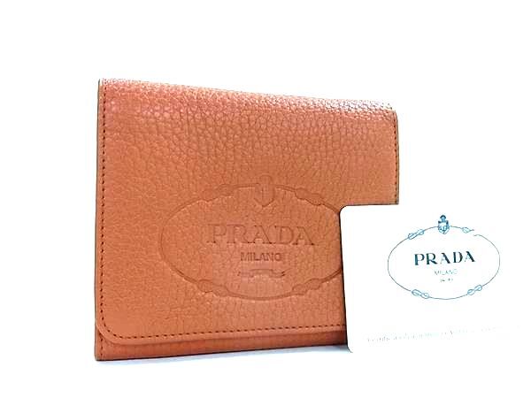 PRADA プラダ 財布 1M0176 ブラウン レザー レディース 三つ折り 財布 美品【本物保証】