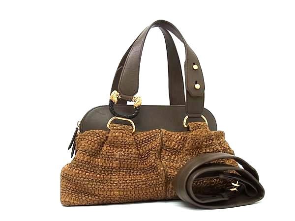 BVLGARI ブルガリ ハンドバッグ レオーニ - ブラウン系 レザー レディース 2WAY ショルダーバッグ【本物保証】