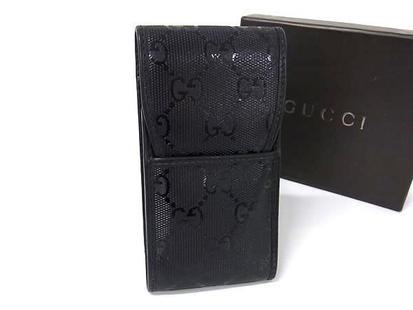 GUCCI グッチ シガレットケース GGインプリメ 181716 ブラック PVC×レザー ユニセックス 美品【本物保証】