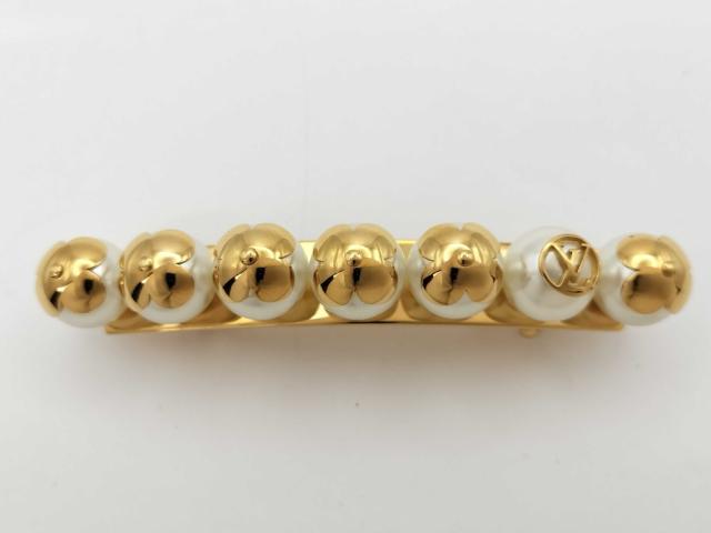 LOUIS VUITTON ルイヴィトン バレッタ ビーマインドフル M68953 ゴールド メタル フェイクパール レディース モノグラム 美品【本物保証】