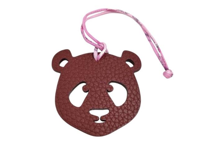 HERMES エルメス バッグチャーム プティアッシュ チャーム ブラウン レザー レディース パンダモチーフ 新品未使用展示品【本物保証】