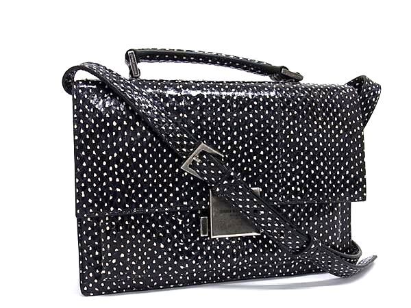 美品 SAINT LAURENT サンローラン ハンドバッグ ベルシャス 482051 ブラック パイソン ユニセックス 2WAY クロスボディ シルバー金具【本物保証】