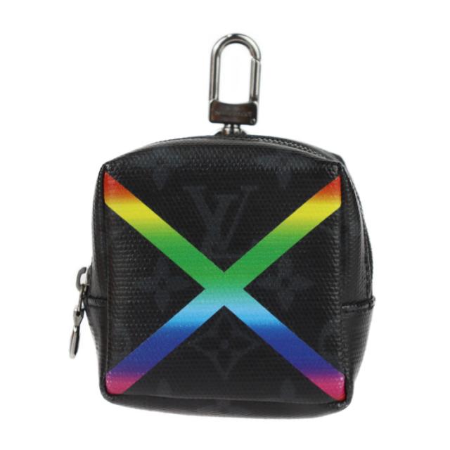 美品 ルイヴィトン ビジューサック スクエアーポーチ シャイニー モノグラム キーホルダー MP2467 黒 マルチ【本物保証】