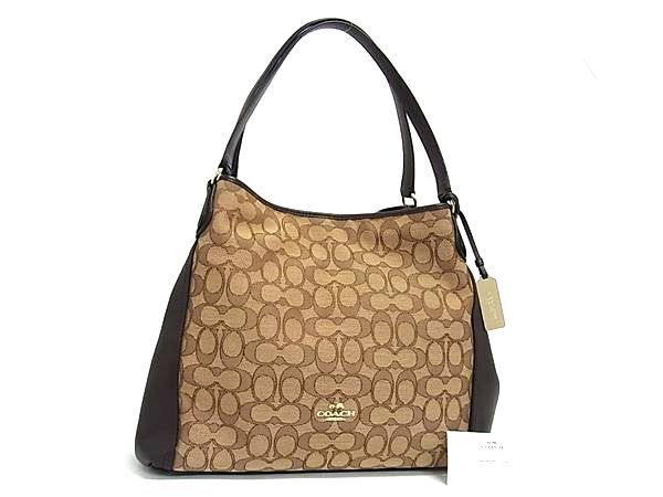 COACH コーチ トートバッグ シグネチャー イーディ ハンドバッグ 36466 ブラウン系 キャンバス×レザー レディース 超美品【本物保証】