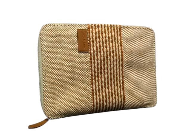 HERMES エルメス ケース ニューフールトゥ　パースPM オレンジ系 キャンバス レディース シルバー金具 美品【本物保証】