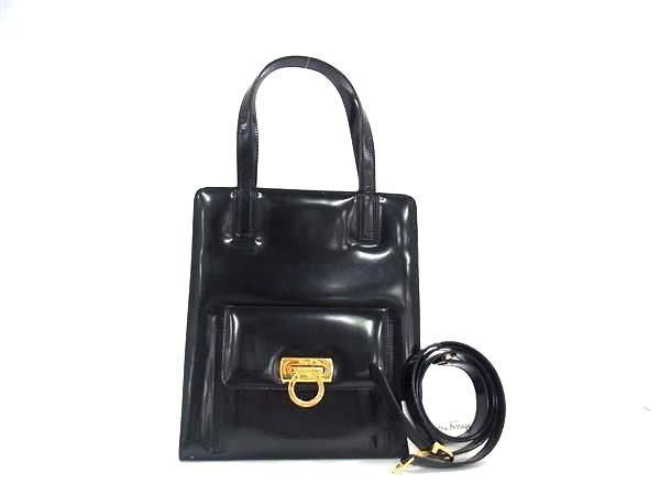 Salvatore Ferragamo サルヴァトーレ フェラガモ ハンドバッグ ガンチーニ 2WAYバッグ 21 6660 ブラック レザー レディース ショルダーバッグ【本物保証】
