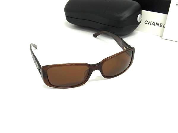 CHANEL シャネル サングラス カメリア 5111 ブラウン プラスチック ユニセックス 美品【本物保証】
