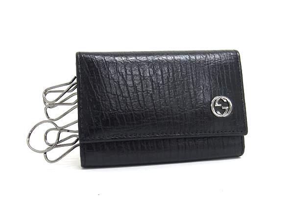 GUCCI グッチ キーケース インターロッキングG 115225 ブラック レザー ユニセックス 6連 超美品【本物保証】