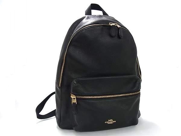 COACH コーチ リュックサック チャーリー F29004 ブラック レザー ナイロン ユニセックス ゴールド金具 美品【本物保証】