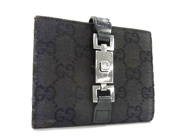 GUCCI グッチ 財布 ジャッキー 035 2888 2129 ブラック GGキャンバス×レザー レディース 二つ折り財布 シルバー金具【本物保証】