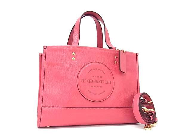 COACH コーチ ハンドバッグ デンプシー キャリーオール ウィズ パッチ C2004 ピンク系 レザー レディース 2WAY ショルダーバッグ ゴールド金具 美品【本物保証】