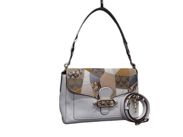 COACH コーチ ハンドバッグ ジェイド パッチワーク 2WAY バッグ 91092 アイボリー系×マルチカラー レザー レディース ショルダーバッグ ゴールド金具 美品【本物保証】