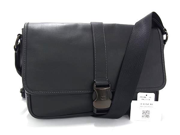COACH コーチ ショルダーバッグ リーグ メッセンジャー CU042 ブラック レザー ユニセックス 美品【本物保証】