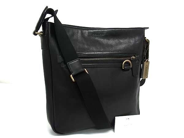 美品 COACH コーチ ショルダーバッグ ブリーカー レザー フィールド バッグ 70488 ブラック レザー メンズ オールレザー【本物保証】