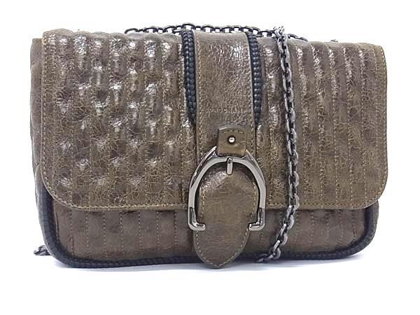 LONGCHAMP ロンシャン ショルダーバッグ アマゾーヌ マトラッセ カーキ レザー レディース チェーン 美品【本物保証】