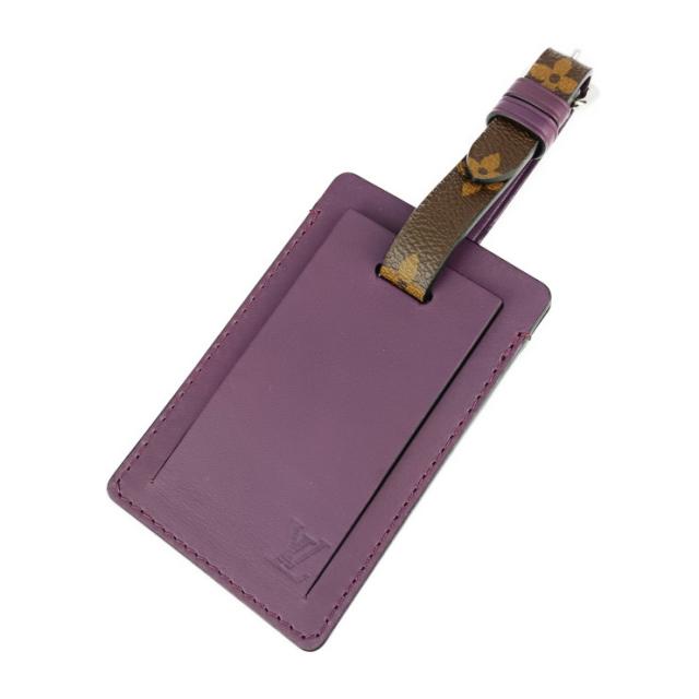 超美品 LOUIS VUITTON ルイ ヴィトン ネームタグ ポルト アドレス ケッチュ - ブラウン パープル モノグラムキャンバス レザー ユニセックス【本物保証】