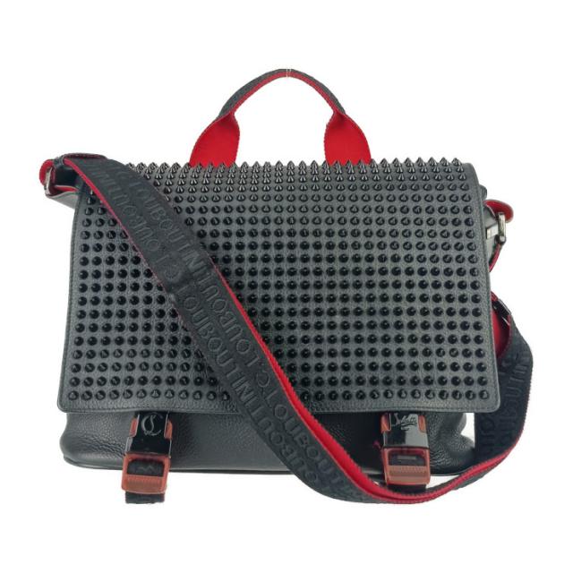 Christian Louboutin クリスチャン ルブタン ショルダーバッグ ルビクリック メッセンジャーバッグ 3195233 ブラック レッド レザー メンズ スパイクスタッズ 2WAY ハンドバッグ【本物保証】