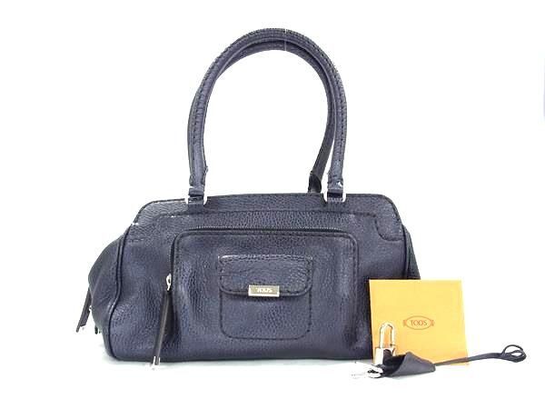 TODS トッズ ハンドバッグ - - ネイビー系 レザー レディース シルバー金具 美品【本物保証】