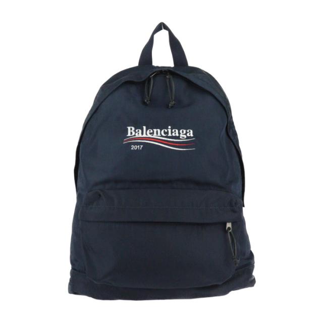 美品 BALENCIAGA バレンシアガ XPLORER エクスプローラー バックパック リュック・デイパック 459744 ナイロンキャンバス ネイビー ロゴ 刺繍【本物保証】