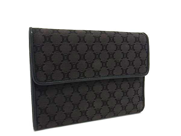 CELINE セリーヌ 財布 マカダム 三つ折り財布 CE00/33 ダークブラウン系 キャンバス×レザー レディース【本物保証】