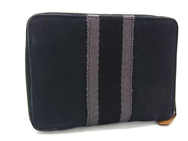 HERMES エルメス 財布 フールトゥ パースPM - ネイビー系 キャンバス ユニセックス 二つ折り財布 ラウンドファスナー シルバー金具【本物保証】