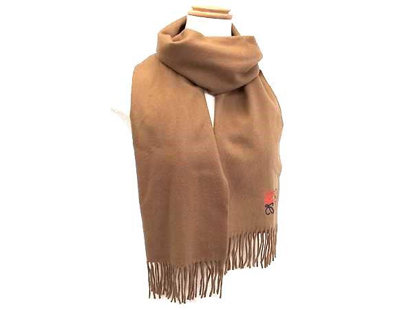 LOEWE ロエベ マフラー アナグラム ブラウン カシミヤ100％ ユニセックス フリンジ 新古未使用展示品【本物保証】