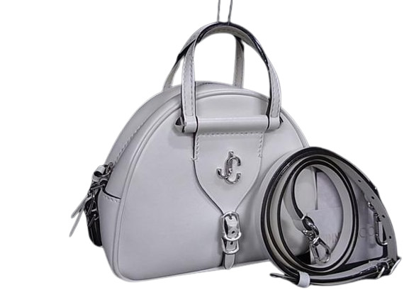JIMMY CHOO　ジミーチュウ ハンドバッグ ヴァレンヌ - アイボリー系 レザー レディース ロゴ 2WAY シルバー金具 美品【本物保証】
