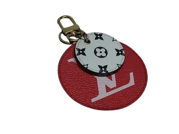LOUIS VUITTON ルイヴィトン キーホルダー モノグラム ポルトクレ イリュスト M67847 レッド系×ピンク系×アイボリー系 PVC レザー ユニセックス バッグチャーム ゴールド金具【本物保証】